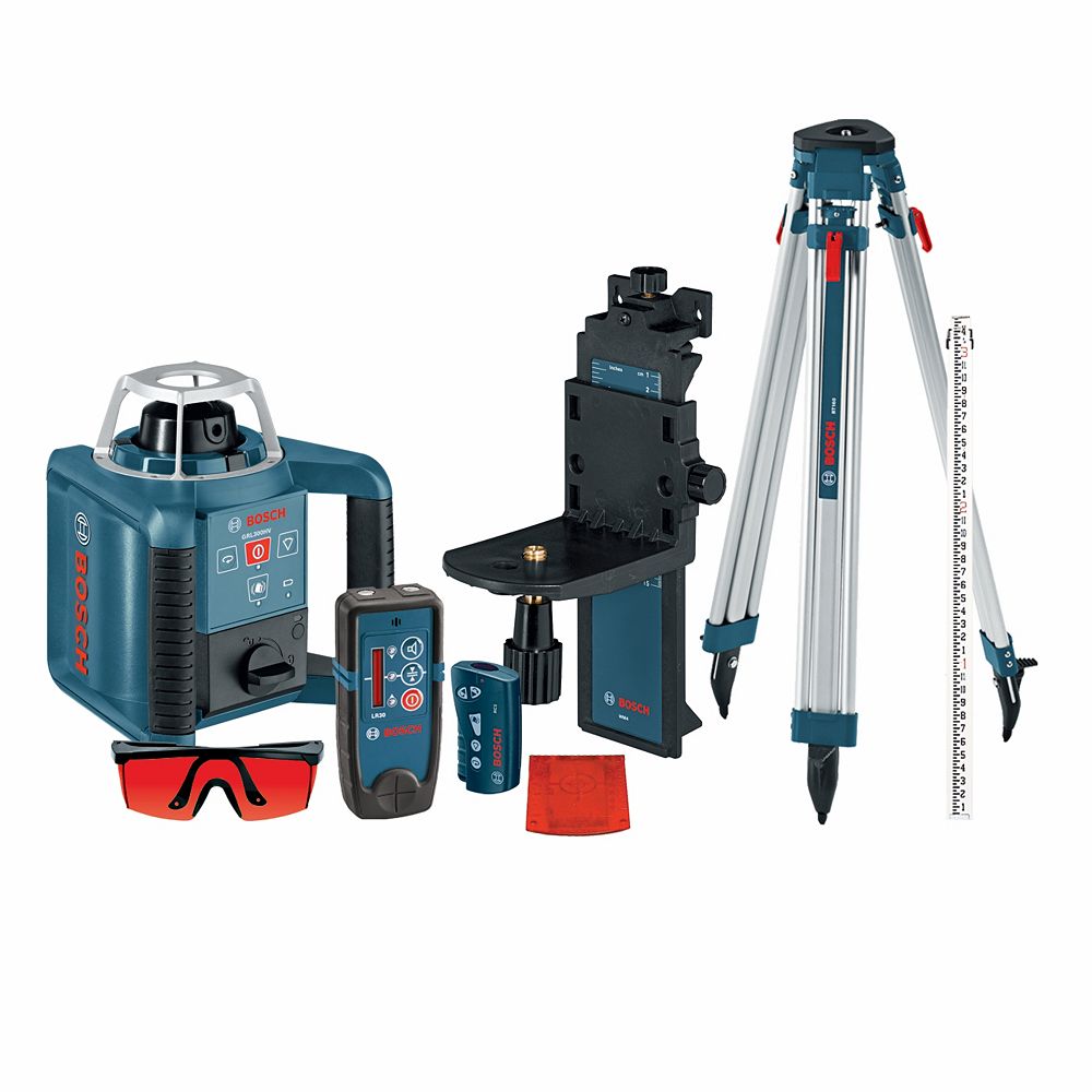 Bosch Complete Rotary Laser Kit with Receiver, Remote and Wall Mount ...