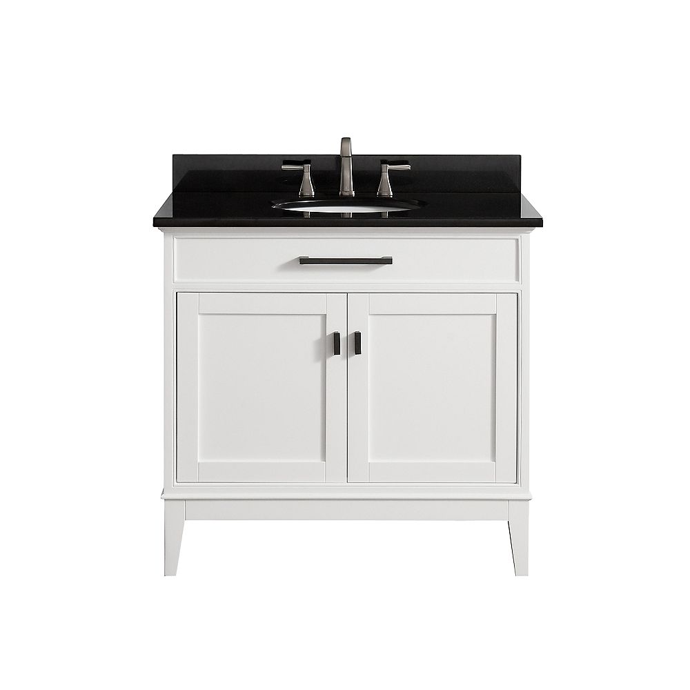 Avanity Madison 37 Inch Vanity Combo In White Finish With Black Granite ...