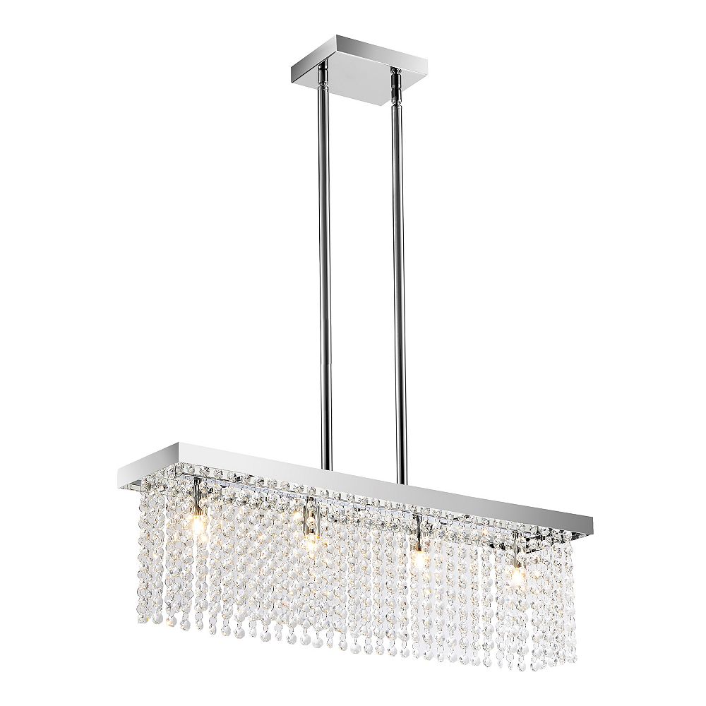 L2 Lighting 4-Light Rectangular Chrome & Glass Rod Pendant Light ...