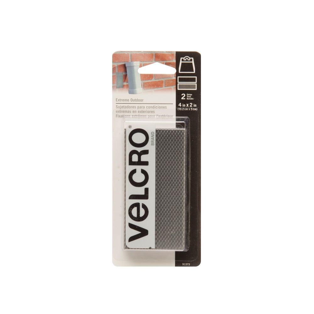 VELCRO VELCRO STRIPS 4"X2" TITANIUM, 2 SETS | The Home Depot Canada
