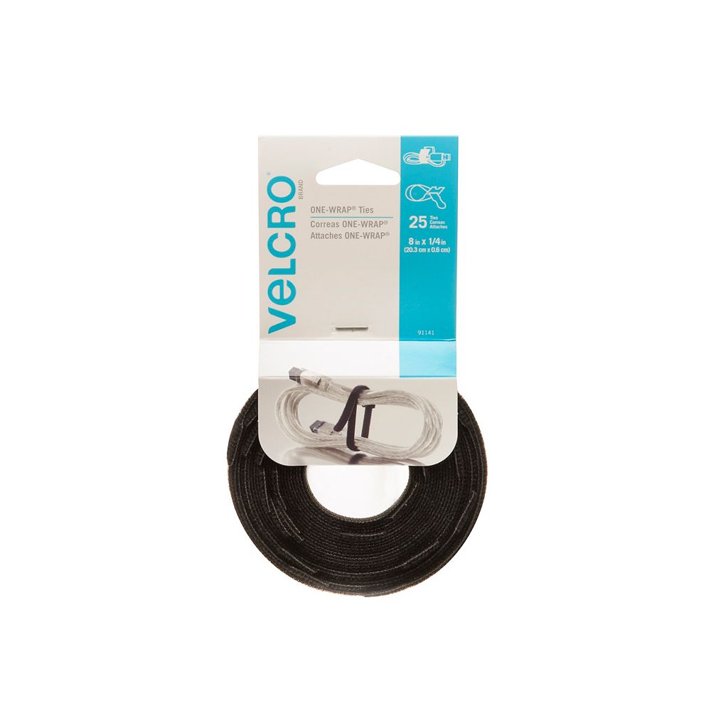 VELCRO VELCRO OW BLK STRAPS 8"X1/4" 25CT | The Home Depot Canada