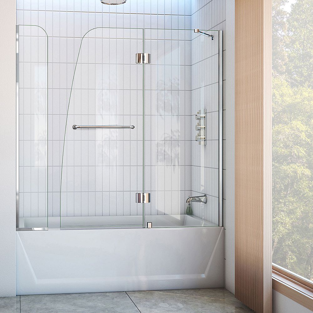 Dreamline Aqua 56 Inch To 60 Inch X 58 Inch Semi Frameless Hinged Tub
