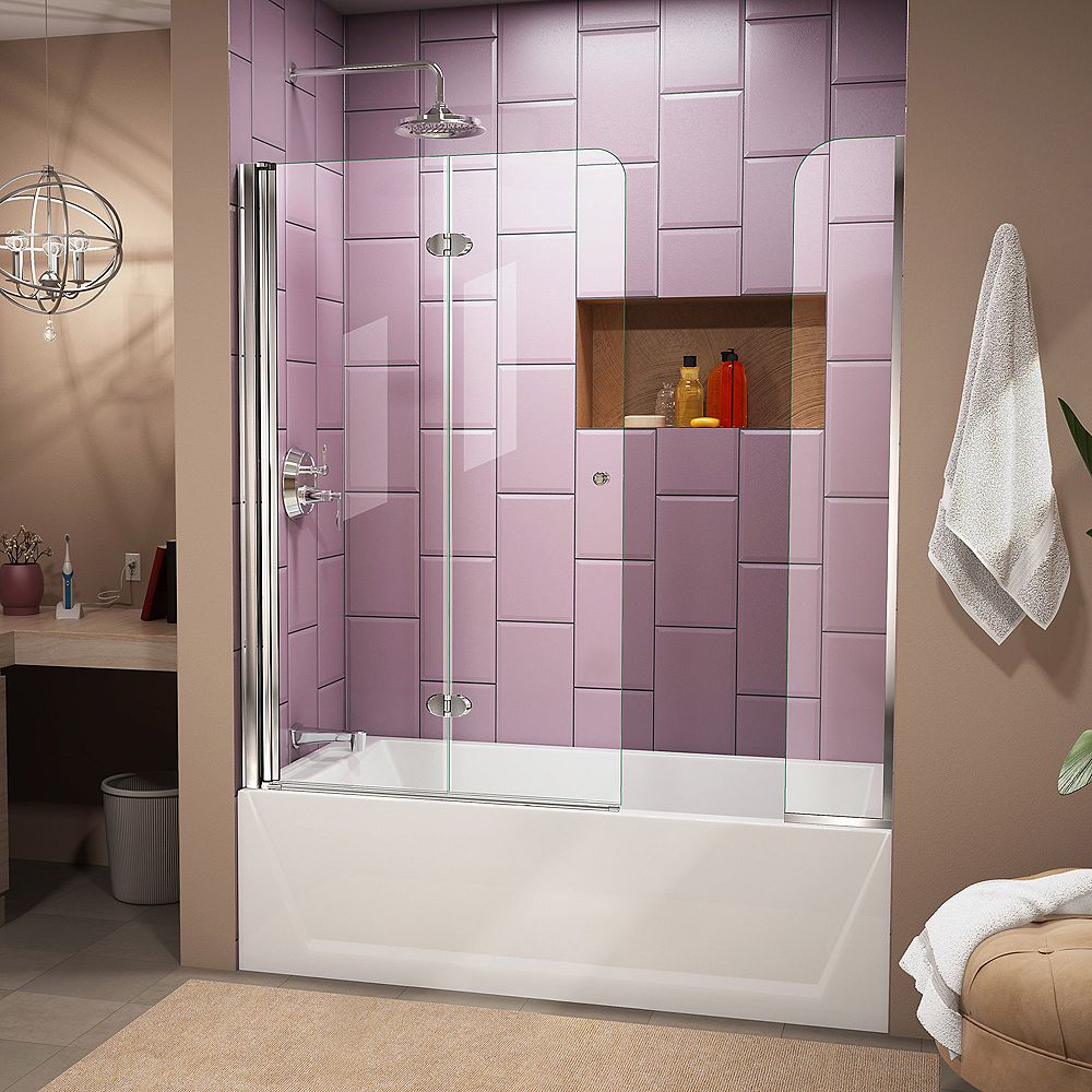Dreamline Aqua Fold 56 Inch To 60 Inch X 58 Inch Semi Frameless Hinged