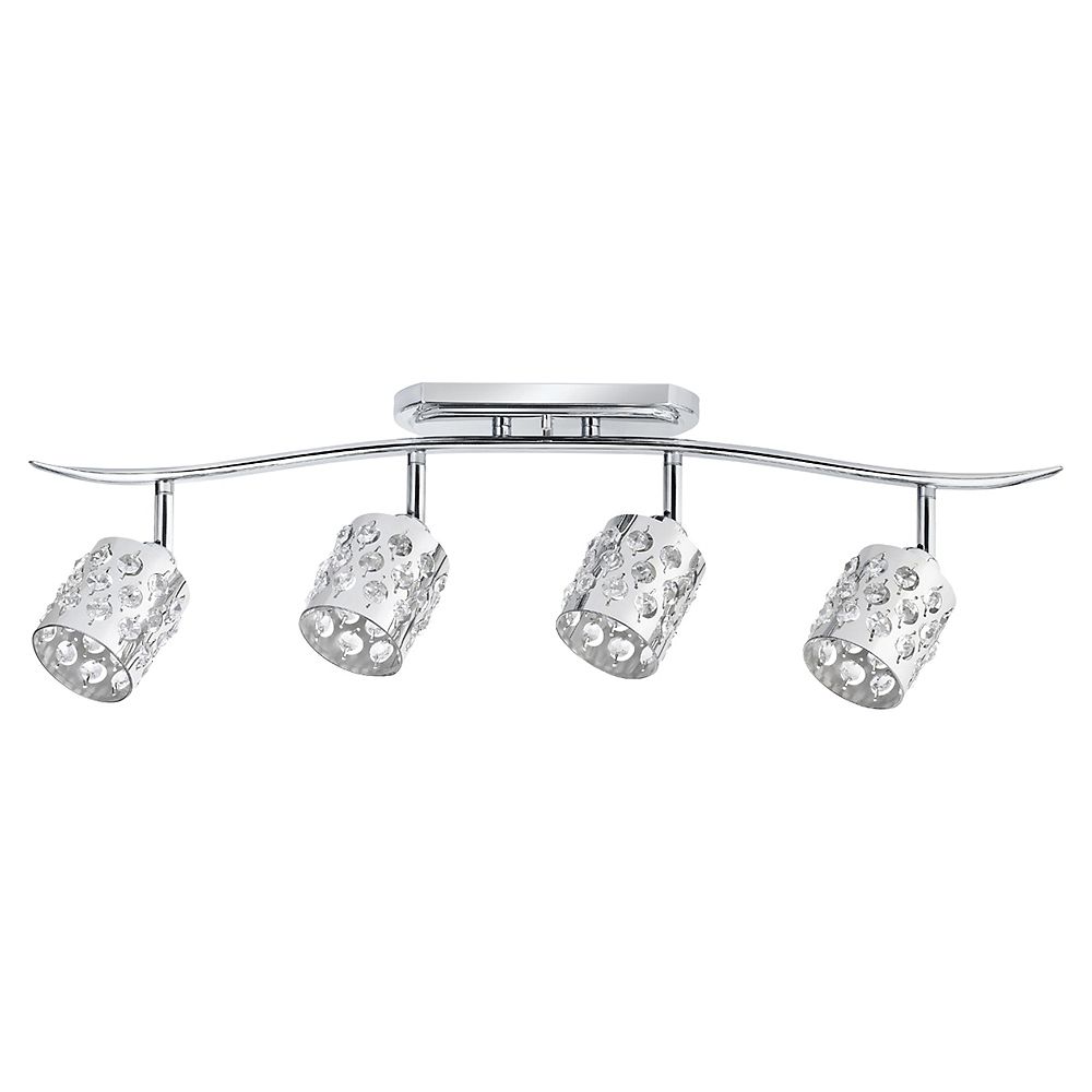 Globe Electric Alexandria 4-Light Chrome & Crystal Shade Track Light ...