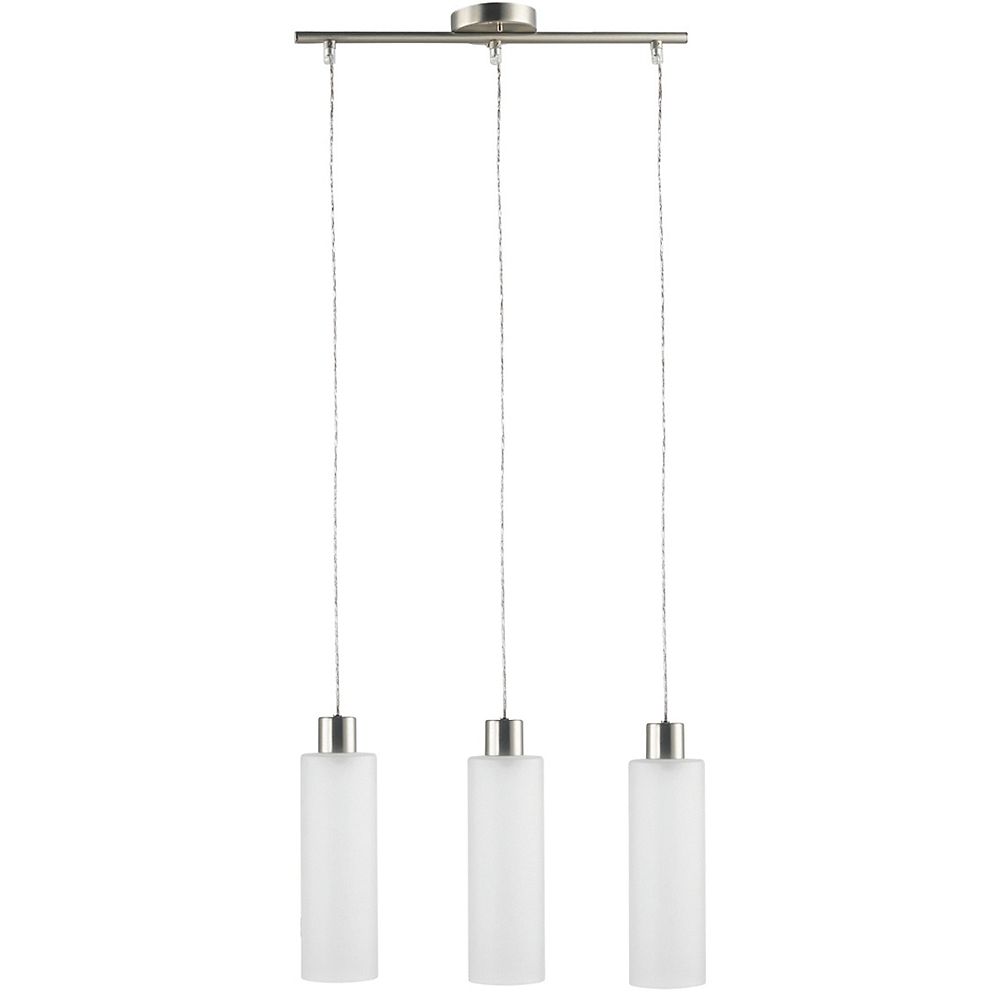 Globe Electric Sullivan 3-Light Brushed Steel & Frosted Glass Cylinder ...