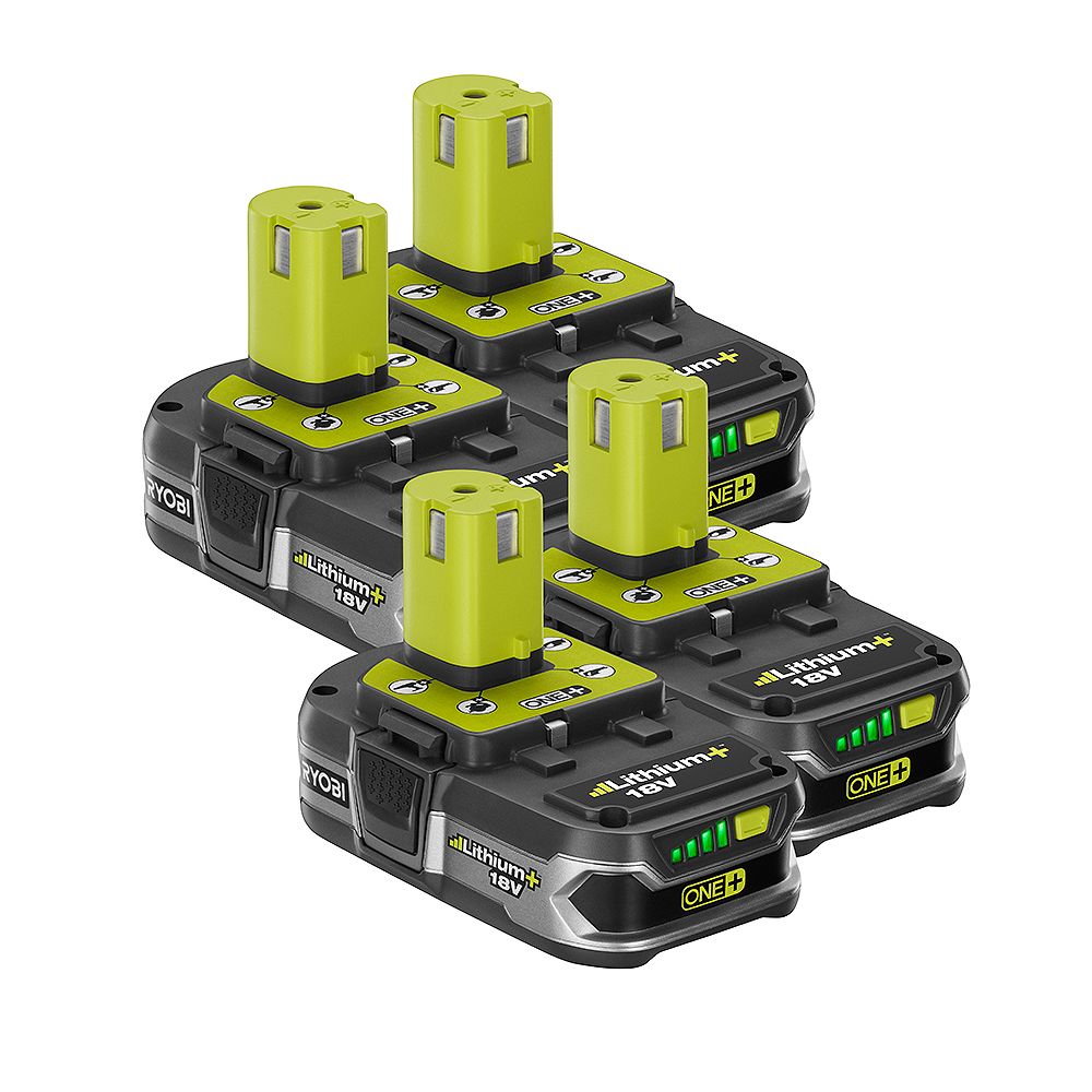 RYOBI 18V One+ Compact Lithium+ Battery (4-Pack) | The Home Depot Canada