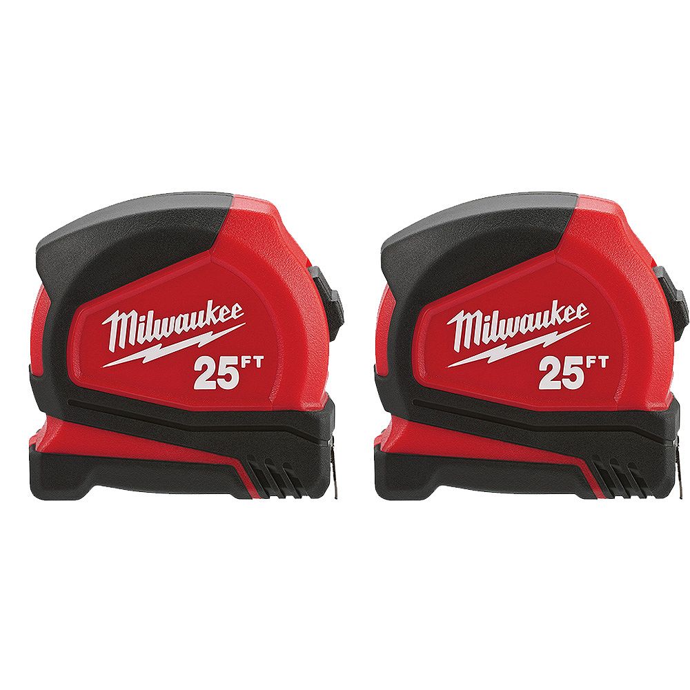 Milwaukee Tool 25 ft Compact Tape Measure (2-Pack) | The Home Depot Canada