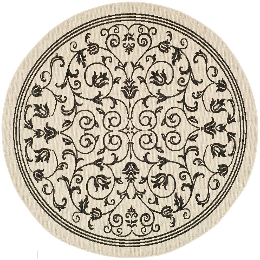 Safavieh Courtyard Marc Sand / Black 6 ft. 7 inch x 6 ft. 7 inch Indoor ...