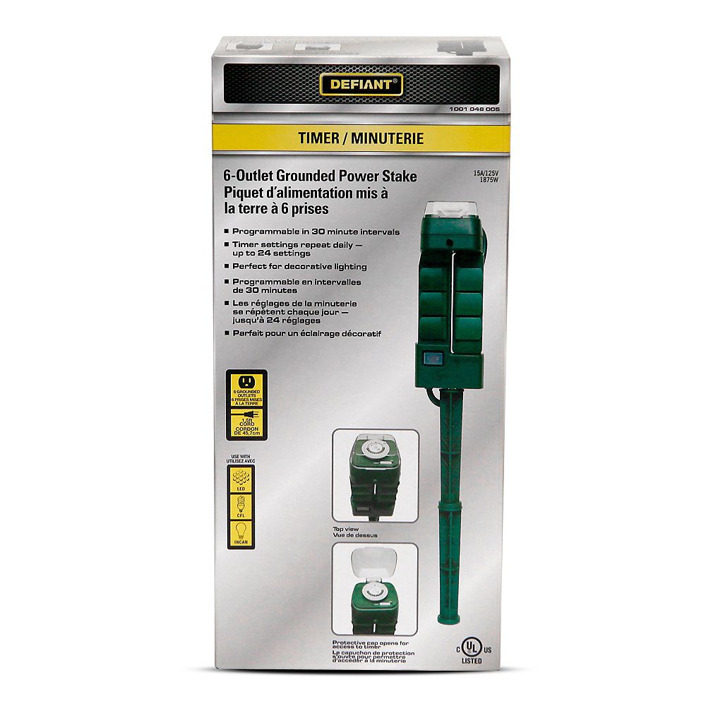 Defiant 6 Grounded Outlets Power Stake | The Home Depot Canada