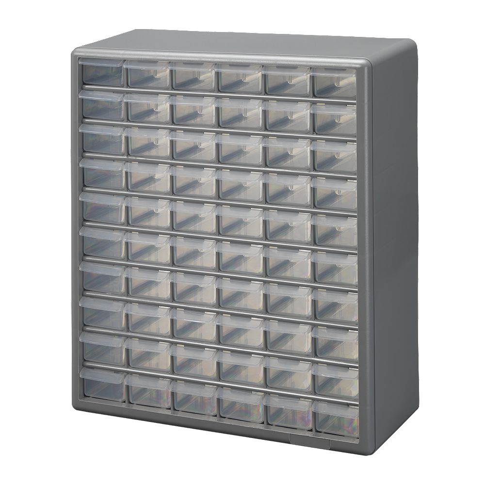 Stack On 60 Bin Plastic Drawer Cabinet In Silver Grey The Home Depot
