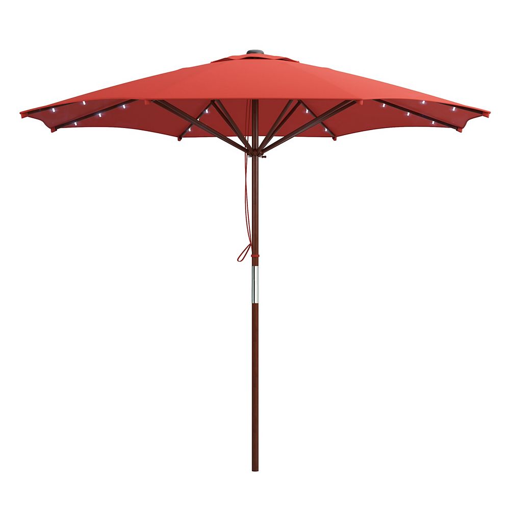 Corliving Parasol de couleur rouge avec lumières DEL à énergie solaire ...