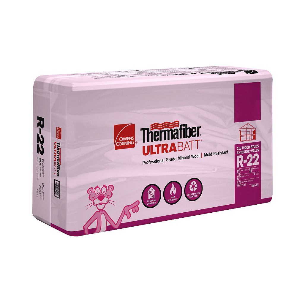 Thermafiber R-22 UltraBatt Mineral Wool Batt Insulation - For Wood Stud ...