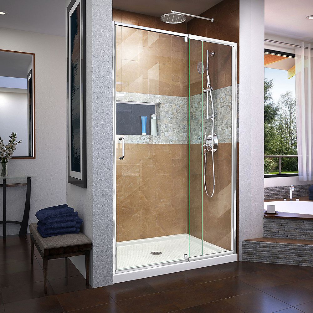 Dreamline Flex 48 Inch X 72 Inch Frameless Rectangular Pivot Hinged