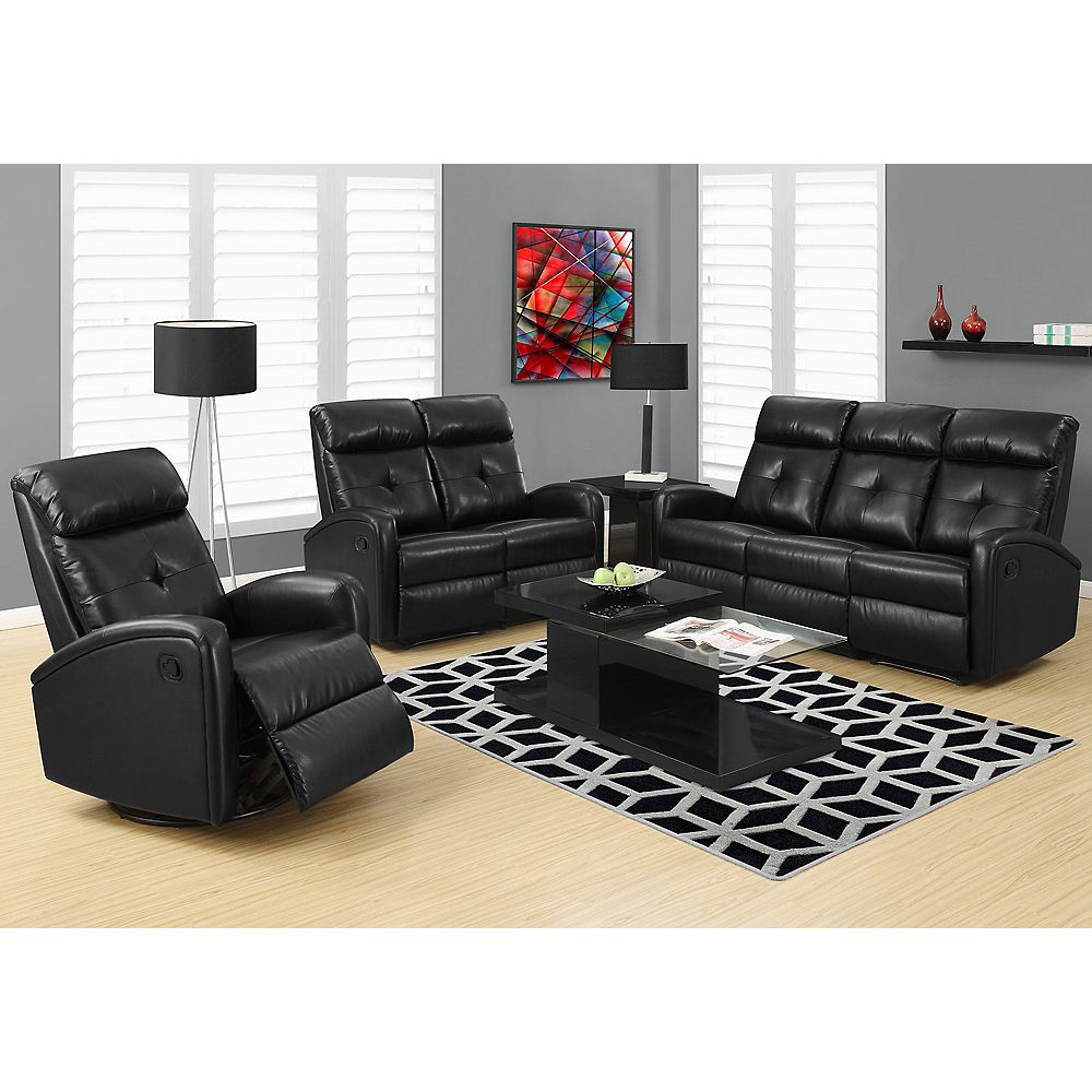 Monarch Specialties Inclinable - Divan Cuir Reconstitue Noir | Home ...