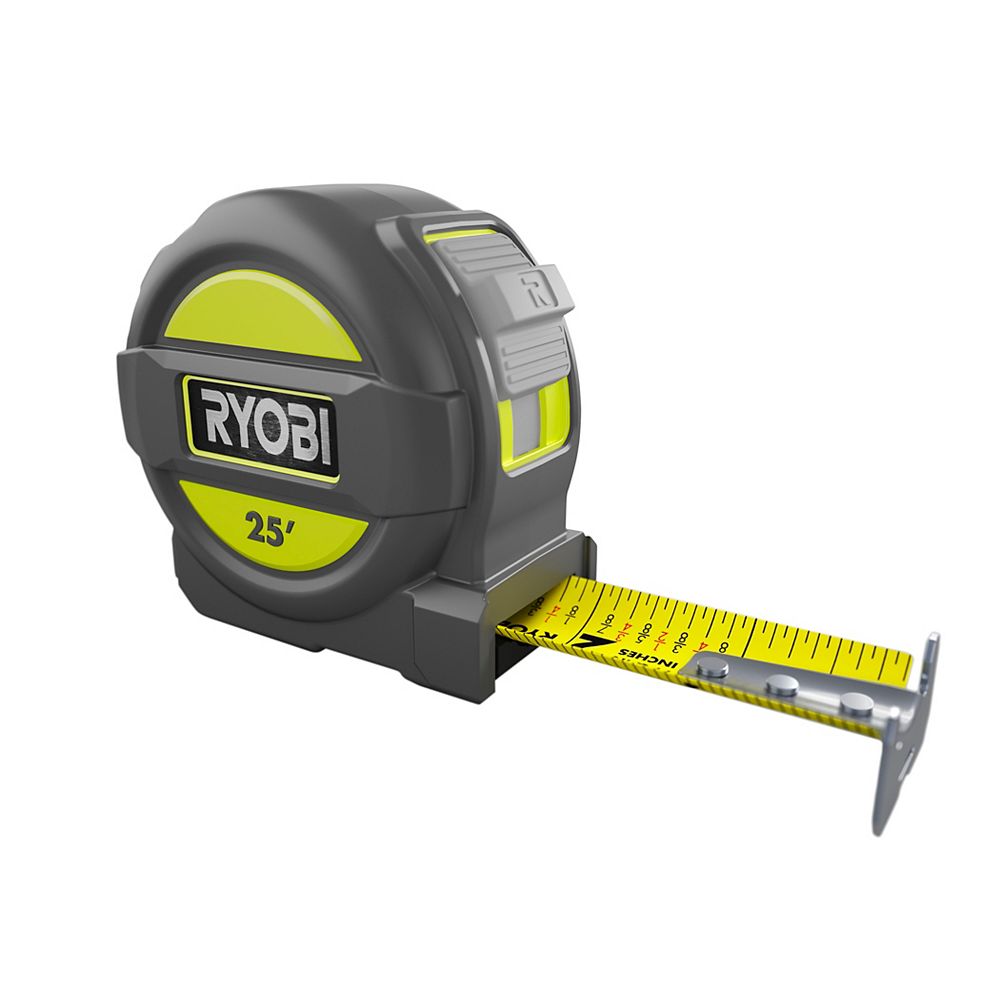 RYOBI 25 ft. Tape Measure with Overmold and Wireform Belt Clip | The ...
