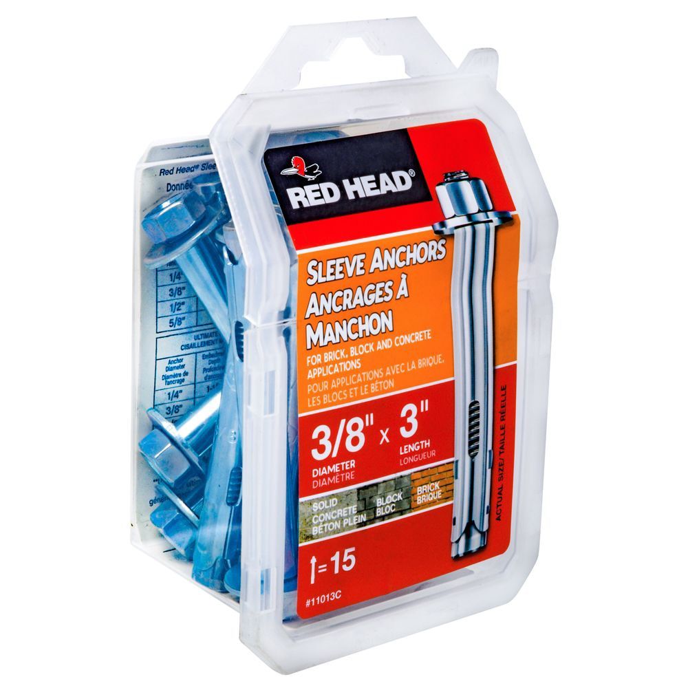 Red Head 3/8-inch x 3-inch Steel Hex Head Sleeve Anchors with Zinc ...