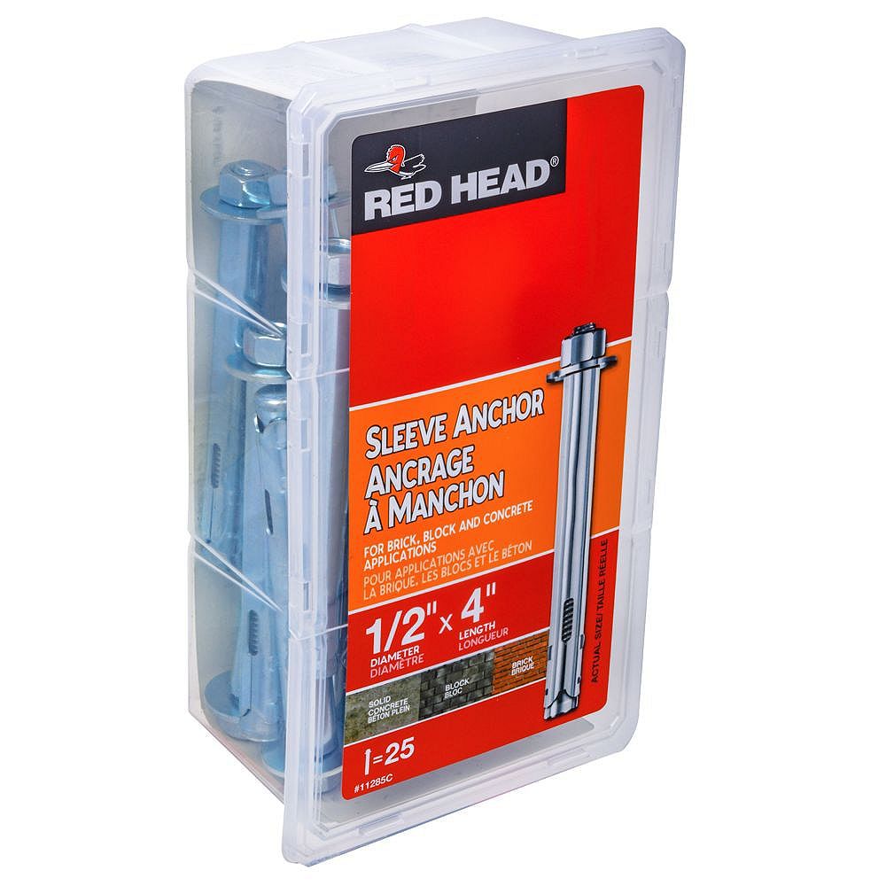 Red Head 1/2-inch x 4-inch Steel Hex Head Sleeve Anchors with Zinc ...