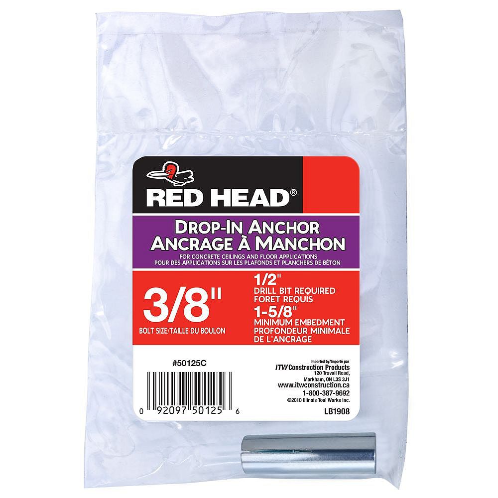 Red Head 3/8-inch x 1-5/8-inch Steel Drop-In Anchors with Zinc Plated ...