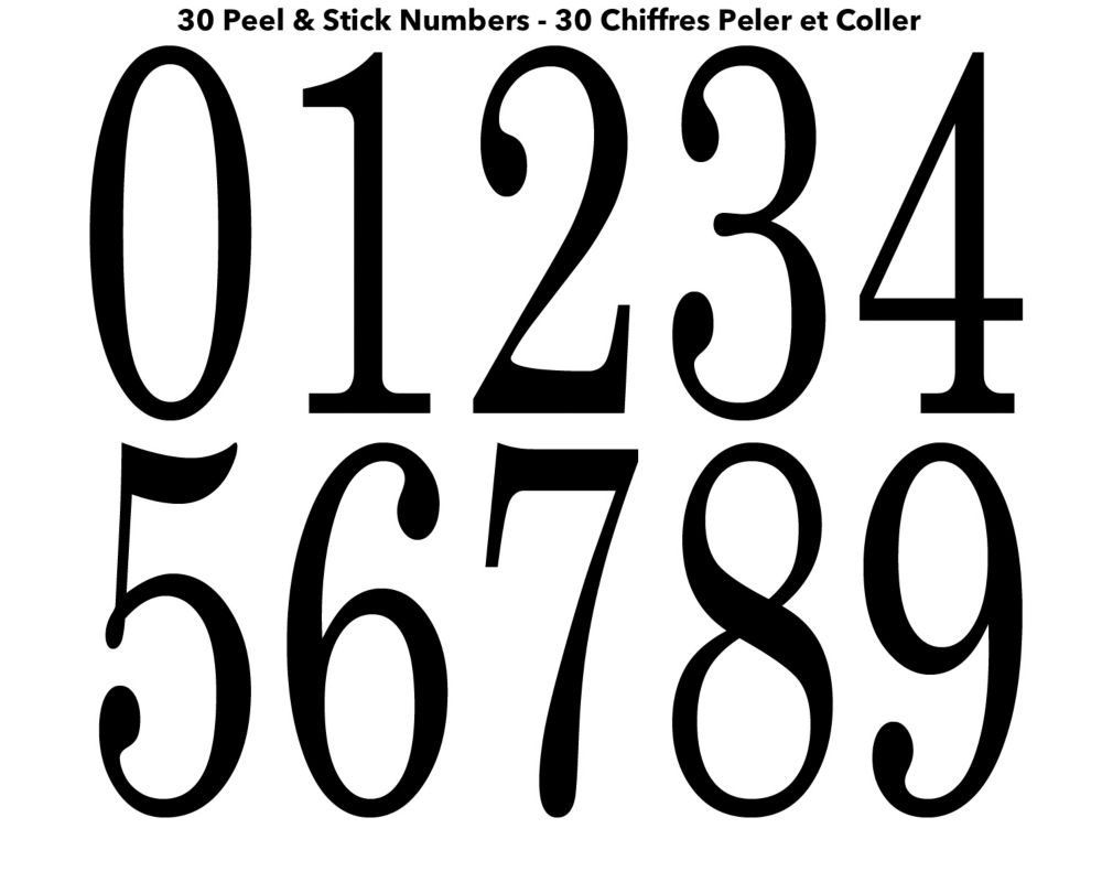 PRO-DF Ensemble de chiffres autocollant classique, noir - 4 pouces ...