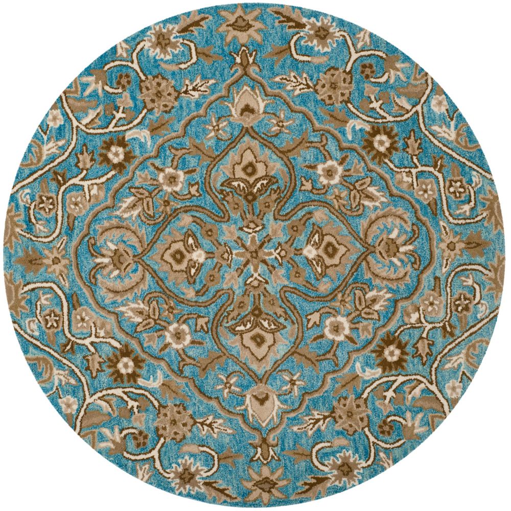 Safavieh Bella Eason Blue / Taupe 5 ft. x 5 ft. Indoor Round Area Rug ...