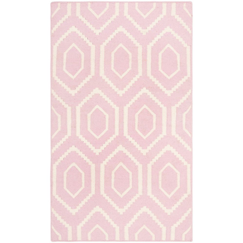 Safavieh Dhurries Nikola Pink / Ivory 3 ft. x 5 ft. Indoor Area Rug ...
