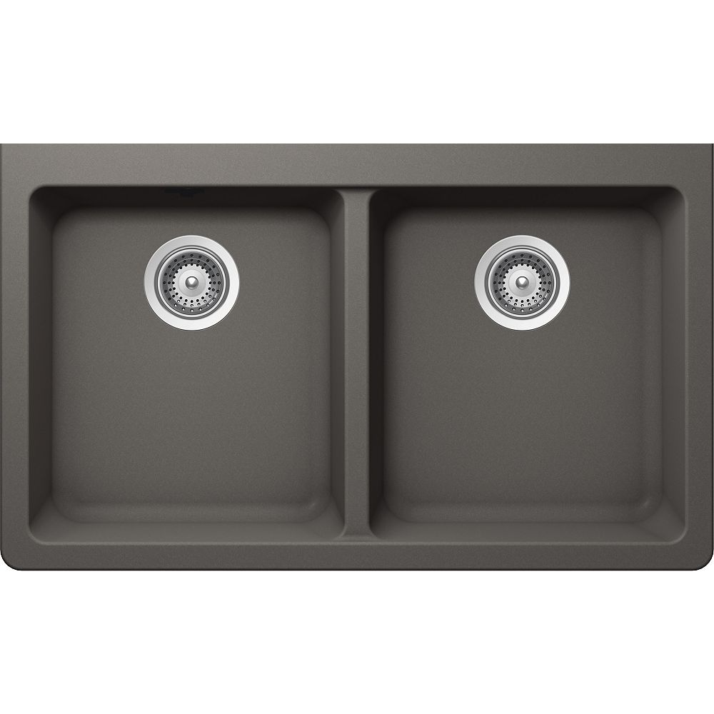 Wessan Granite Double Bowl Undermount Sink in Silverstone | The Home ...