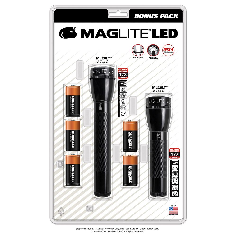 Maglite Mag ML25LT 2C/3C Led Bonus Pack | The Home Depot Canada