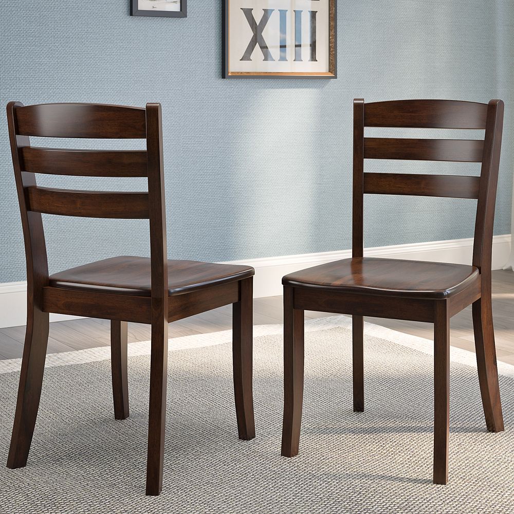 Corliving Dillon Cappuccino Stained Solid Wood Dining Chairs With