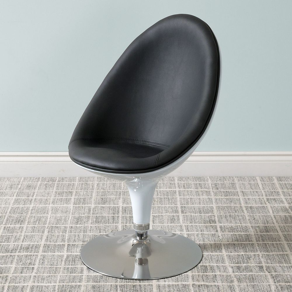 Corliving Mod Modern Bonded Leather Ellipse Chair, Black and White ...