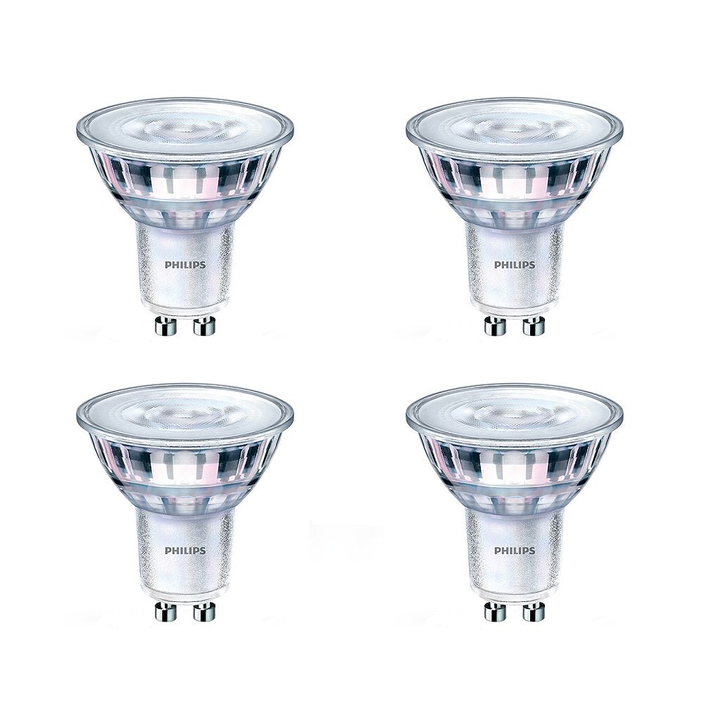 Philips 50W Equivalent Soft White WarmGlow Glass GU10 LED Light Bulb (4 ...