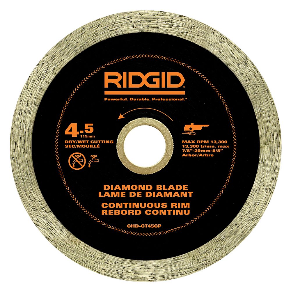 RIDGID 4.5 inch Continuous Rim Diamond Blade | The Home Depot Canada