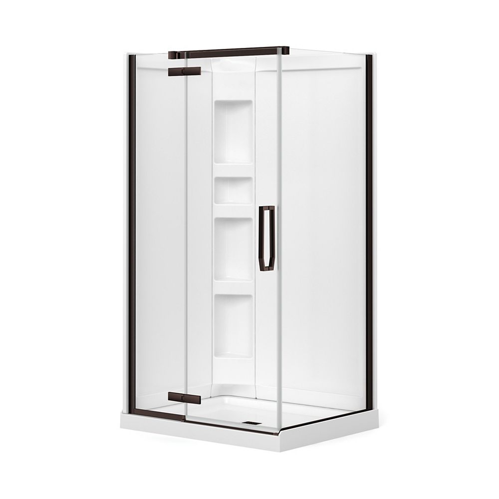 MAAX Davana 42 x 34 x 78-3/4 po. Cabine de douche rectangulaire à pivot ...