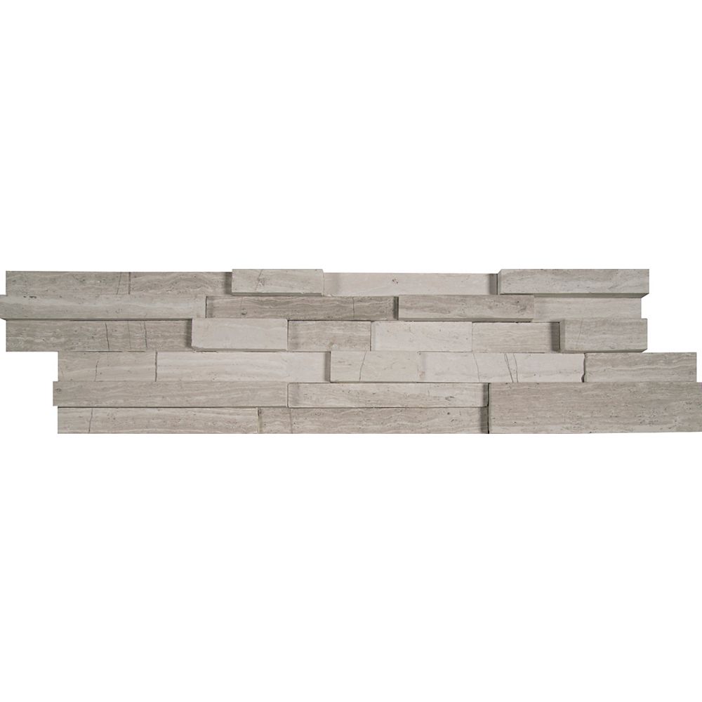 MSI Stone ULC White Oak 3D Ledger Panel 6-inch x 24-inch Honed Marble ...