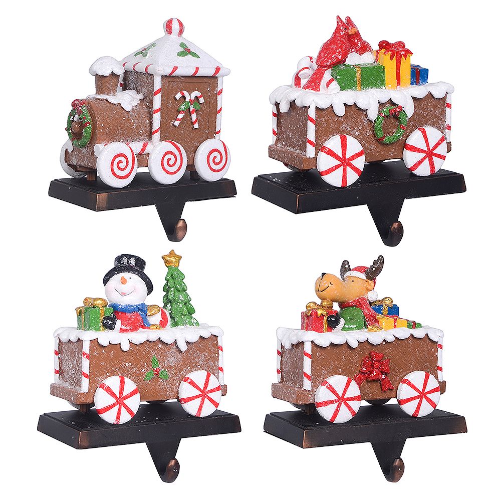 Home Accents Gingerbread Train Stocking Hangers (4-Count) | The Home ...