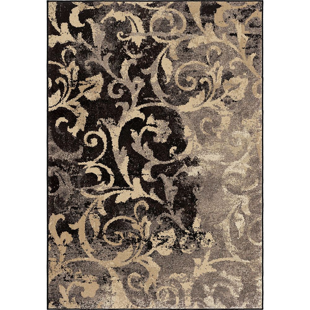 Orian Rugs Distressed Scroll Taupe 5 ft. 3-inch x 7 ft. 6-inch Indoor ...