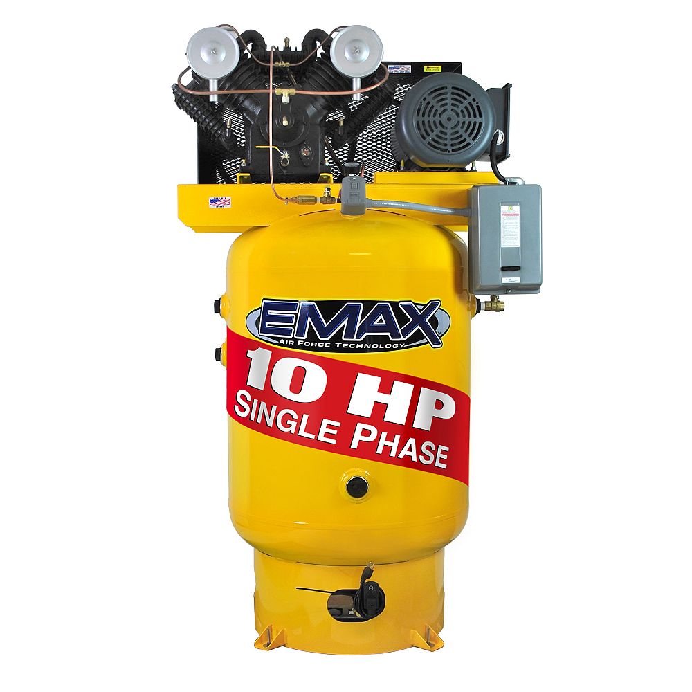 EMAX Industrial Plus 10 HP 1-Phase 120 gal.Vertical Industrial Air ... EMAX Industrial Plus 10 HP 1-Phase 120 gal.Vertical Industrial Air ...