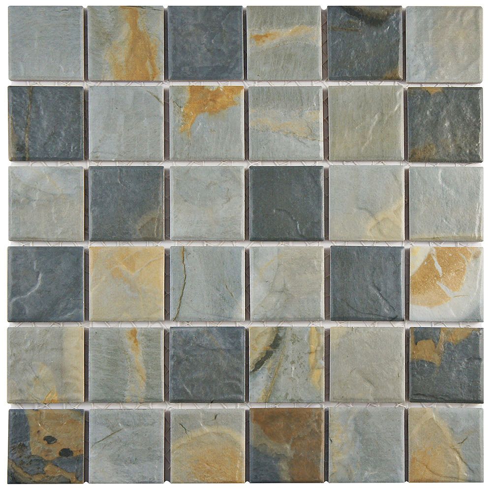 Merola Tile Carreau de mosaïque en porcelaine Ardesia ardoise 11 5/8 po ...