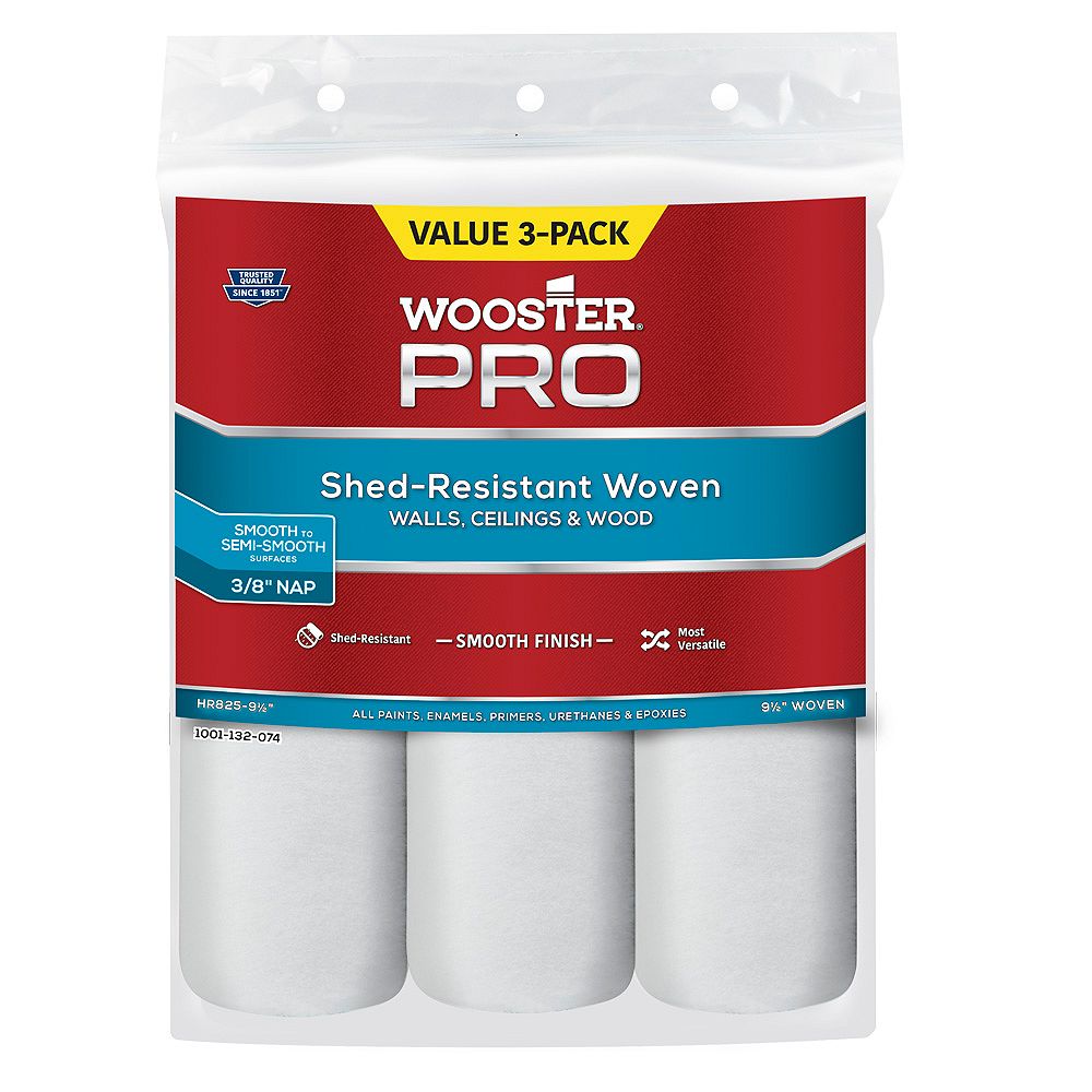 Wooster Pro 9.5-inch x 3/8-inch (240mm x 10mm) Woven Roller Cover (3 ...