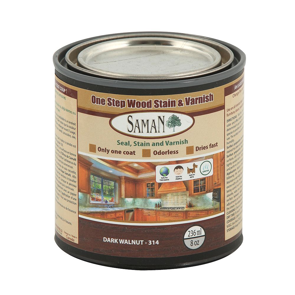 SamaN Seal, Stain and Varnish Dark Walnut 236ml | The Home Depot Canada