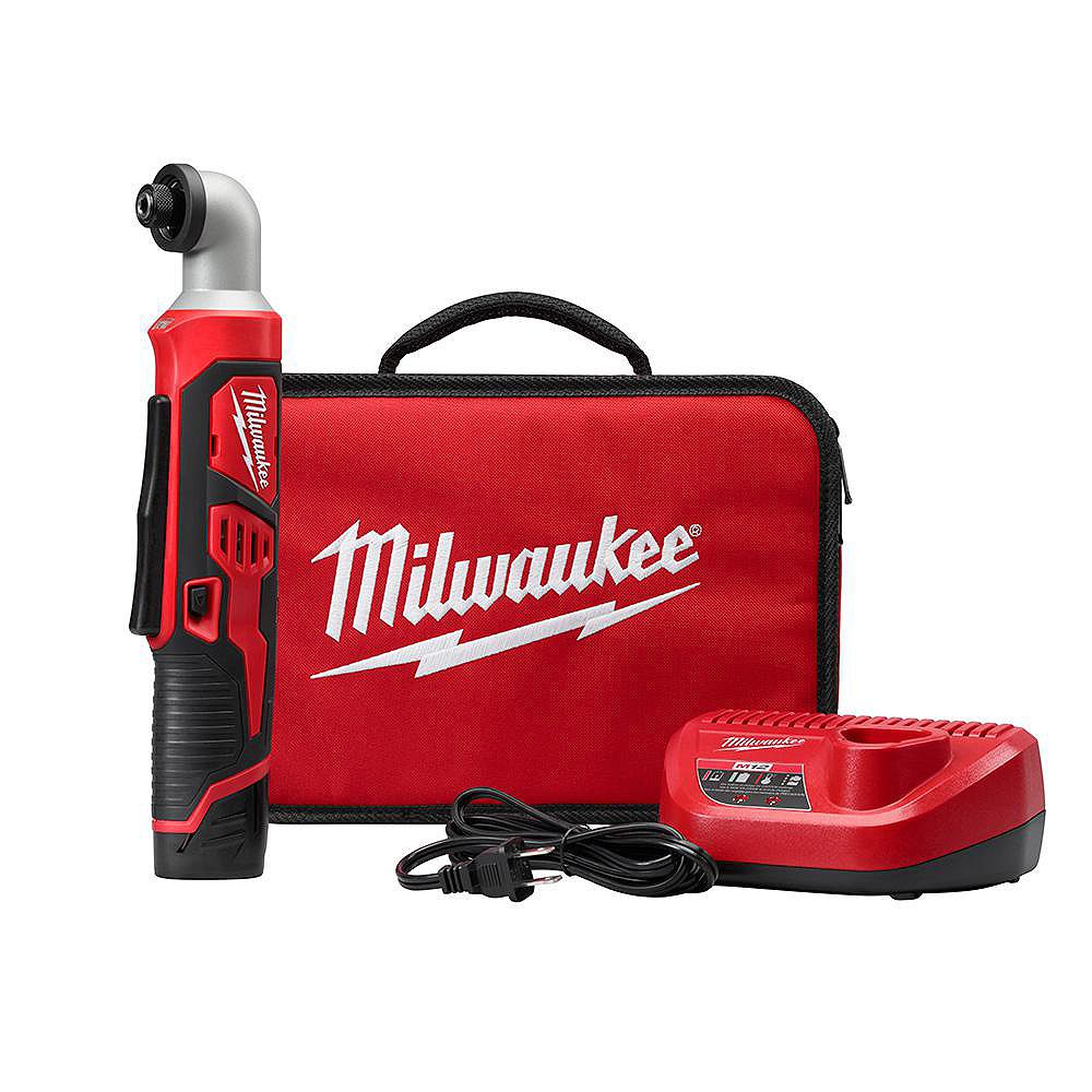 Milwaukee Tool M12 12-Volt Lithium-Ion Cordless 1/4-inch Right Angle Hex Impact Driver Kit ...