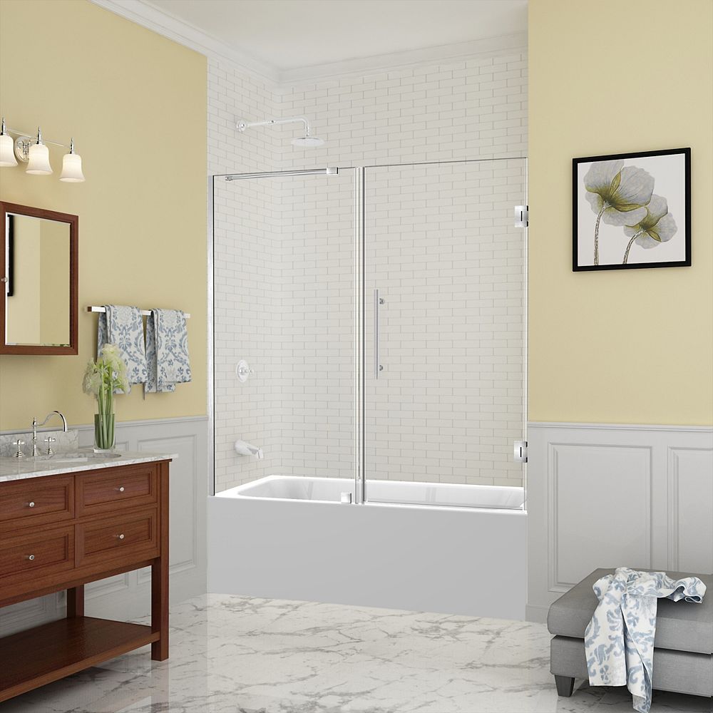 Aston Belmore 59 25 Inch To 60 25 Inch X 60 Inch Frameless Hinged Tub