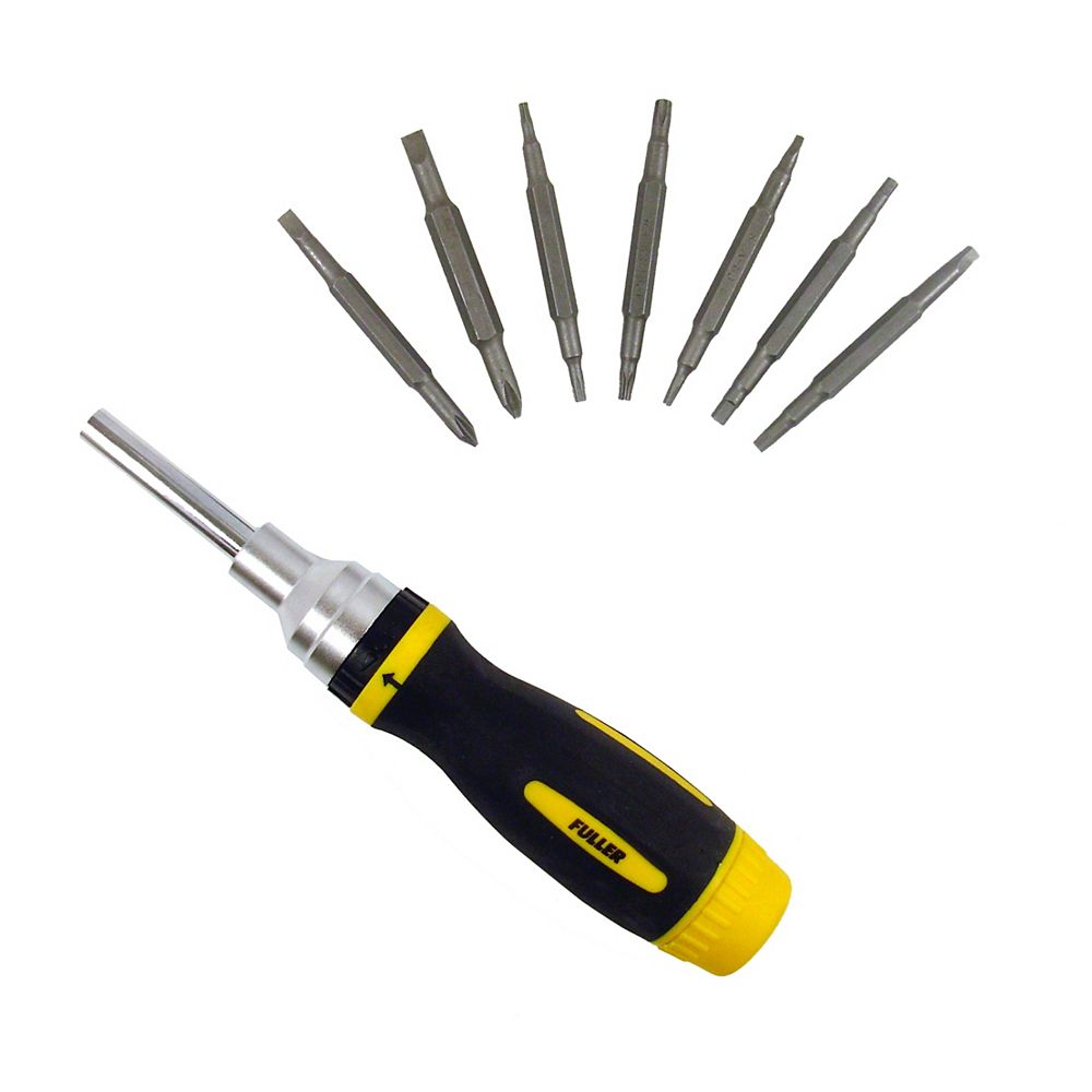 Fuller Ratcheting Screwdriver with 8 Double-Ended Steel Bits | The Home ...
