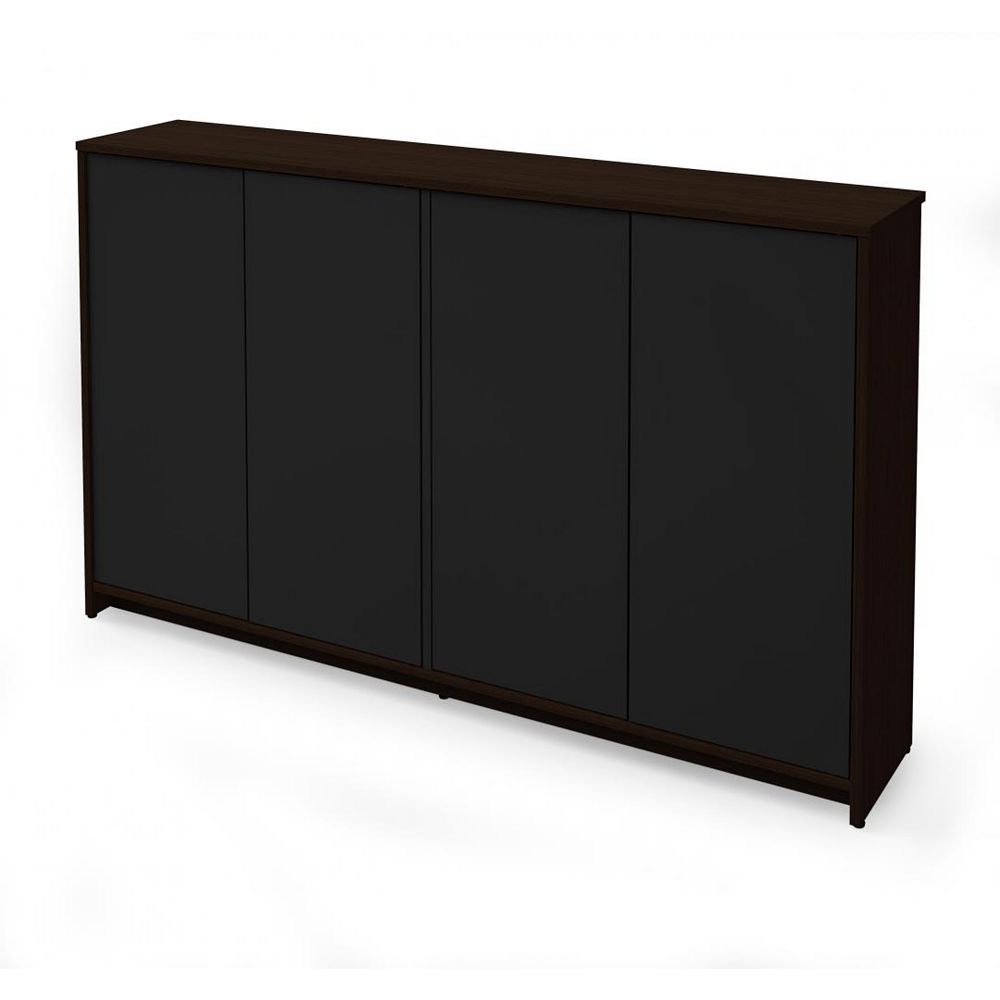 Bestar Small Space 60 inch Storage Unit - Dark Chocolate & Black | The ...