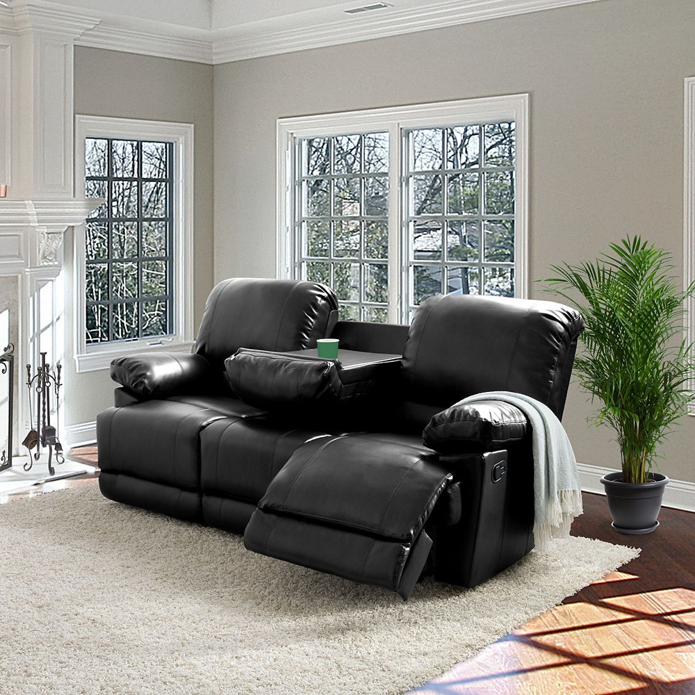 Corliving Sofa Inclinable Lea En Cuir Reconstitué Noir Home Depot Canada