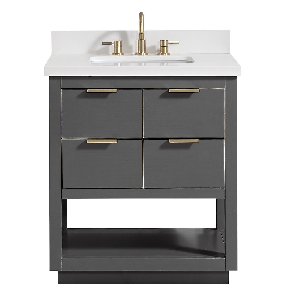 Avanity Allie 31 inch Vanity Combo in Twilight Gray w/ Gold Trim with ...