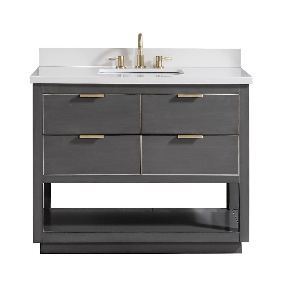Avanity Allie 43 inch Vanity Combo in Twilight Gray w/ Gold Trim with ...