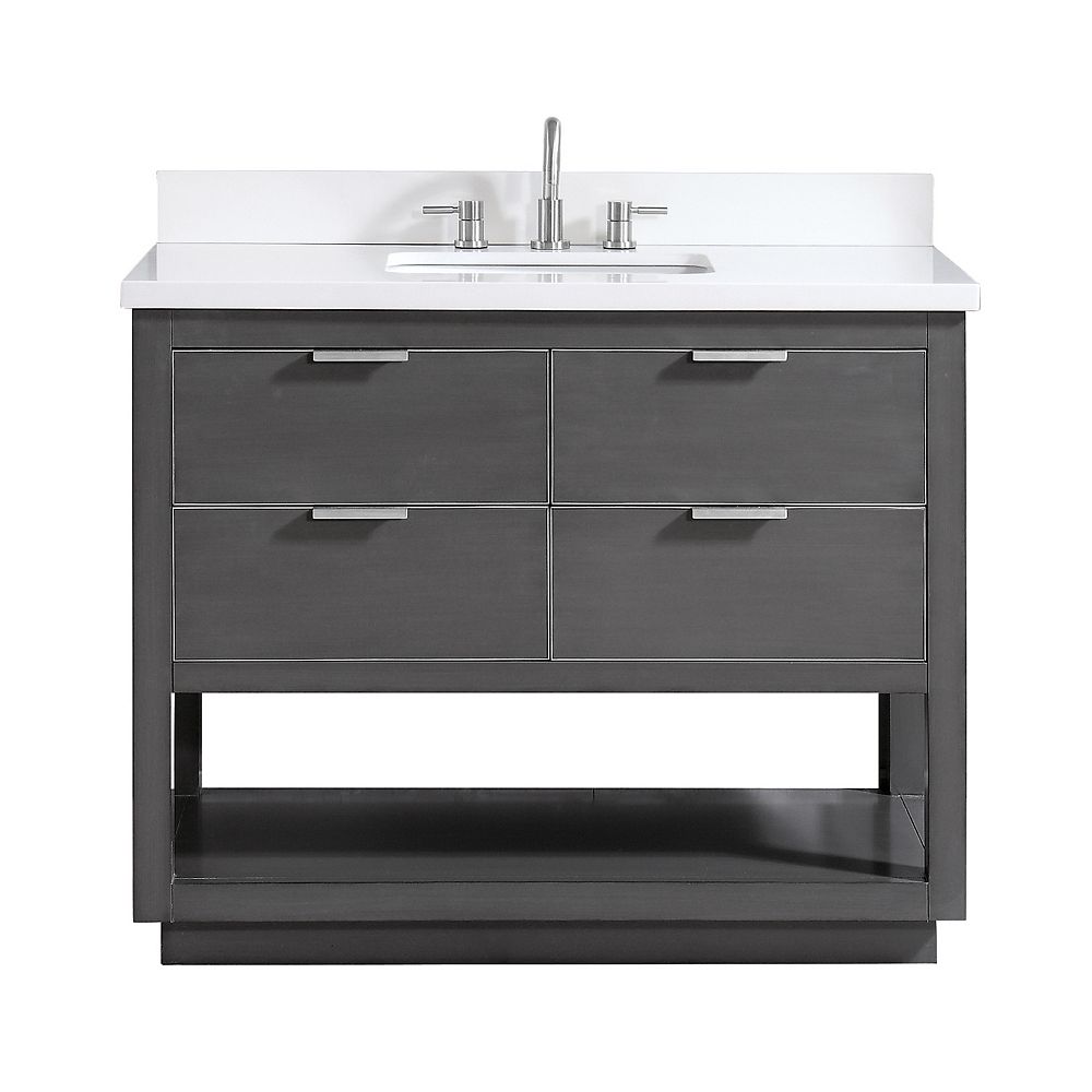 Avanity Allie 43 inch Vanity Combo in Twilight Gray w/ Silver Trim with ...