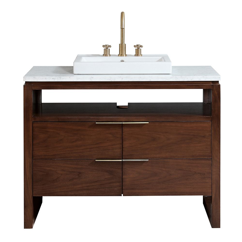 Avanity Giselle 43 inch Vanity in Natural Walnut with Carrera White ...