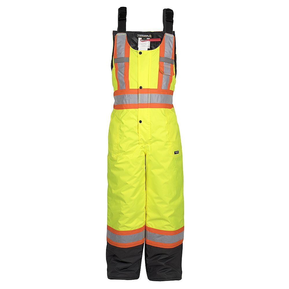 Terra Hi-Vis Lined Safety Overall Bib with Rflt Band (Yellow) SZ 2XL ...