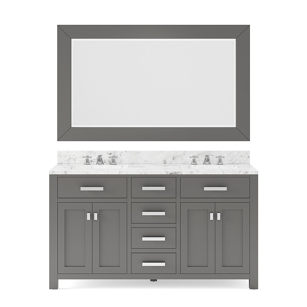 Water Creation Madison 60-inch W Vanity in Gray with Marble Top in ...